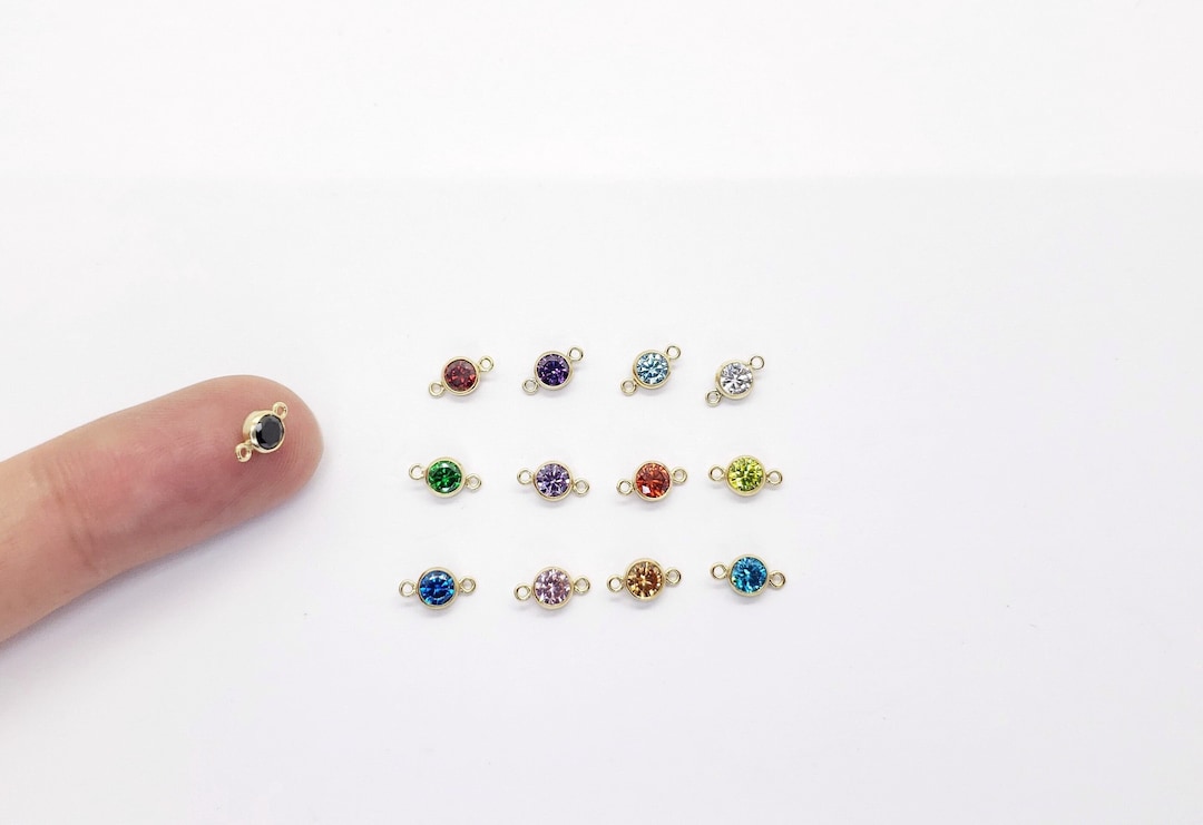 14k Gold Filled Birthstone Connectors 4mm CZ | 2 Pieces | 13 Birthstone ...