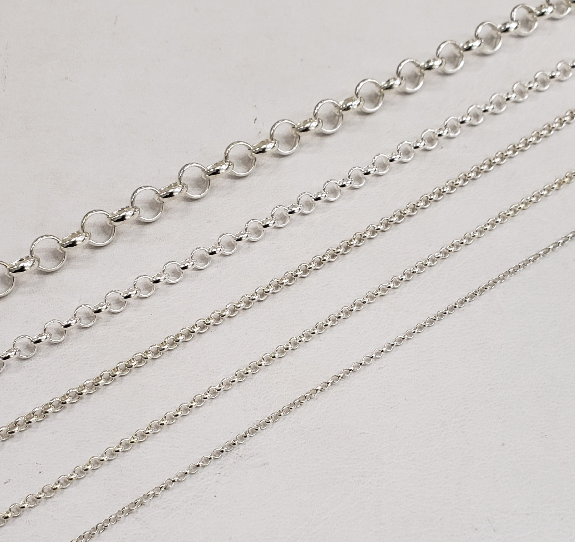 Sterling Silver Rolo Chain, 5 Sizes, 1.4mm to 6mm, Foot Price, Bulk ...