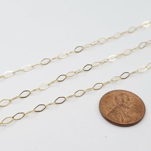 2.7mm X 5mm Flat Diamond Shape Link Chain, Sterling Silver, 14k Gold ...