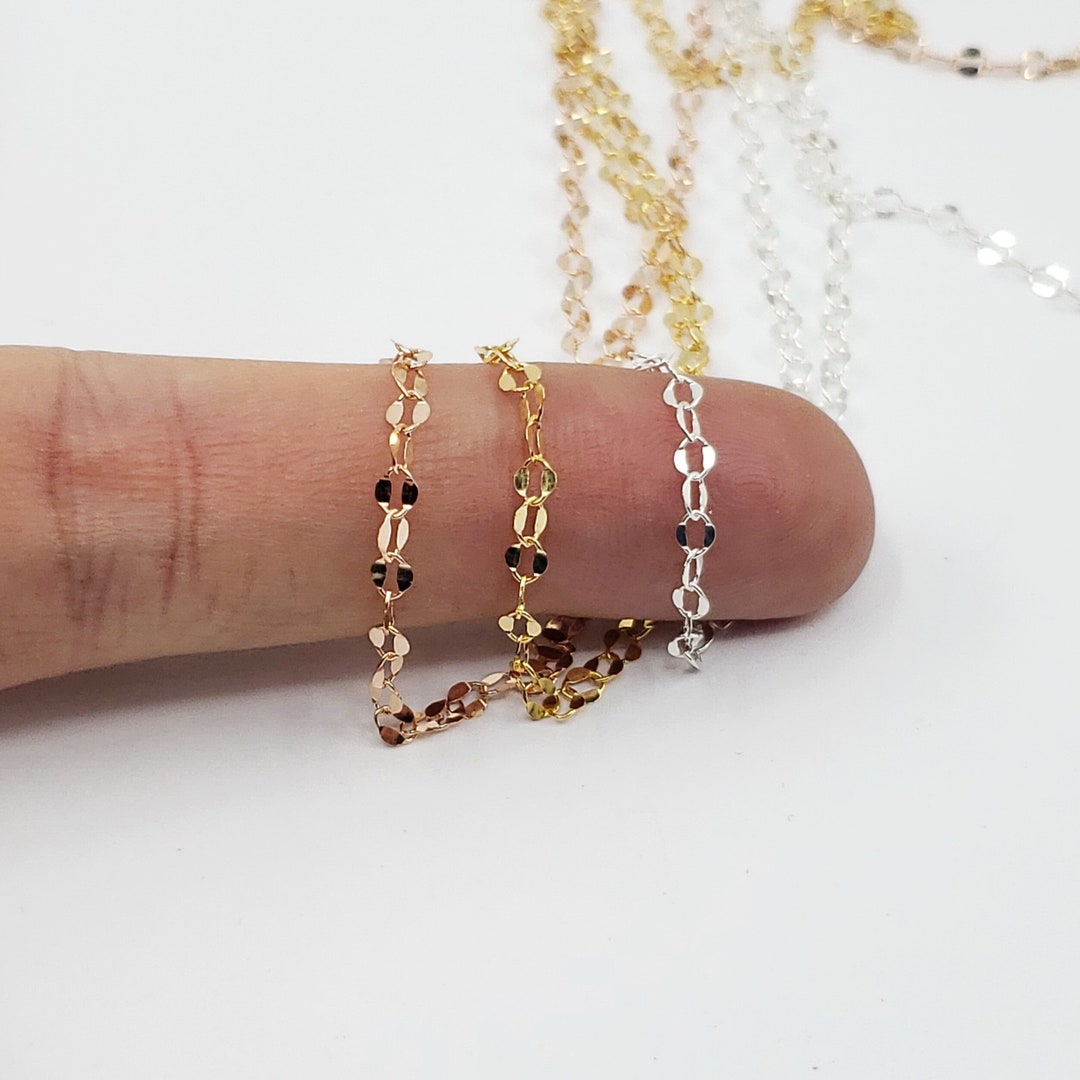 2.7mm X 3mm Dapped Cable Chain, 14k Gold Filled, Rose, Sterling Silver ...