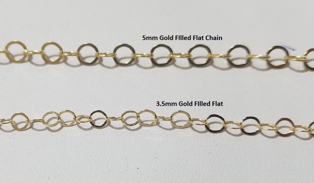 14k Gold Filled Round Cable Chain 5mm Round or Flat Made in - Etsy