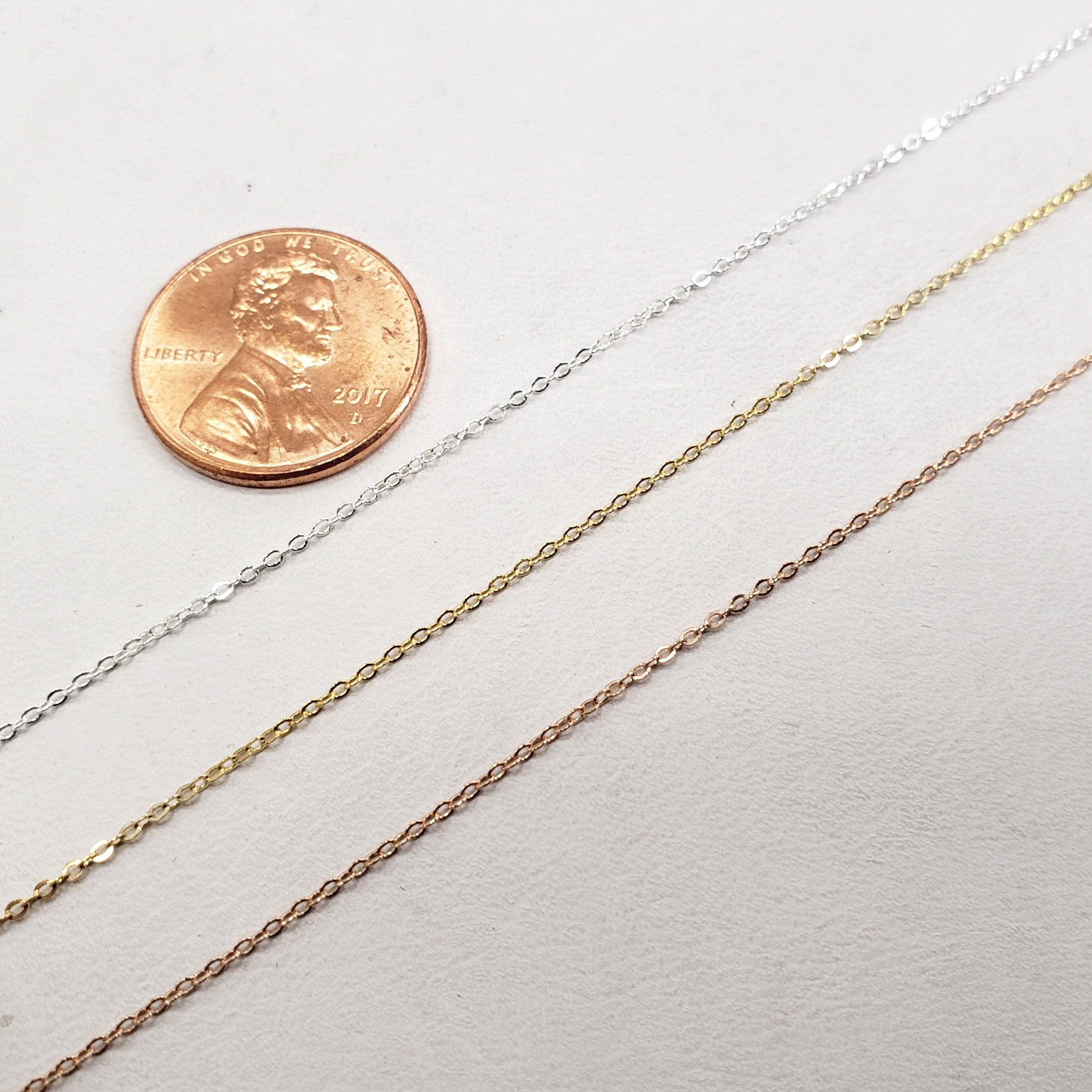 Dainty Flat Cable Chain 1mm X 1.3mm Sterling Silver 14k | Etsy