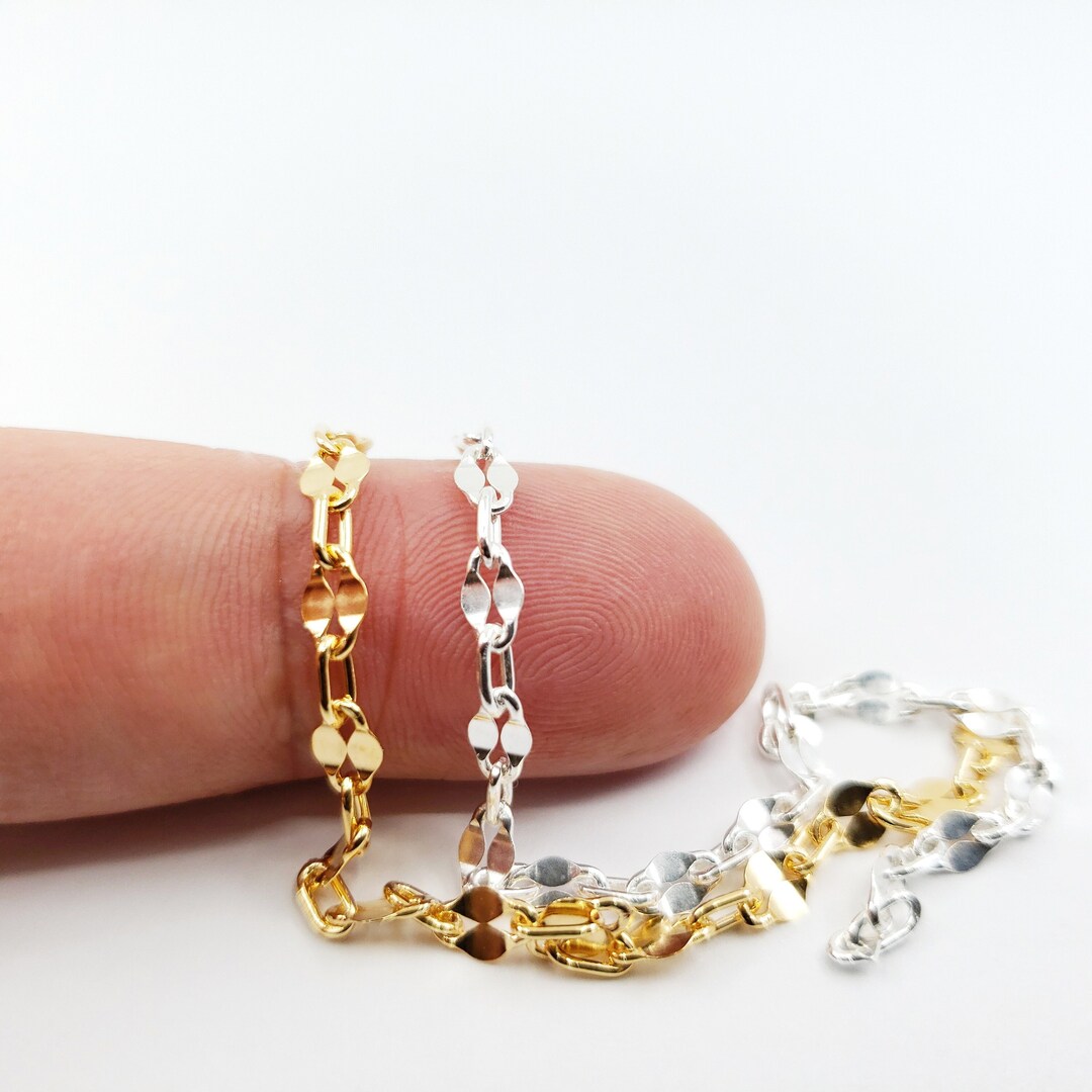 Drawn Cable Dapped Chain, 1:1 Ratio, 2.4mm X 4.6mm, Sterling Silver ...