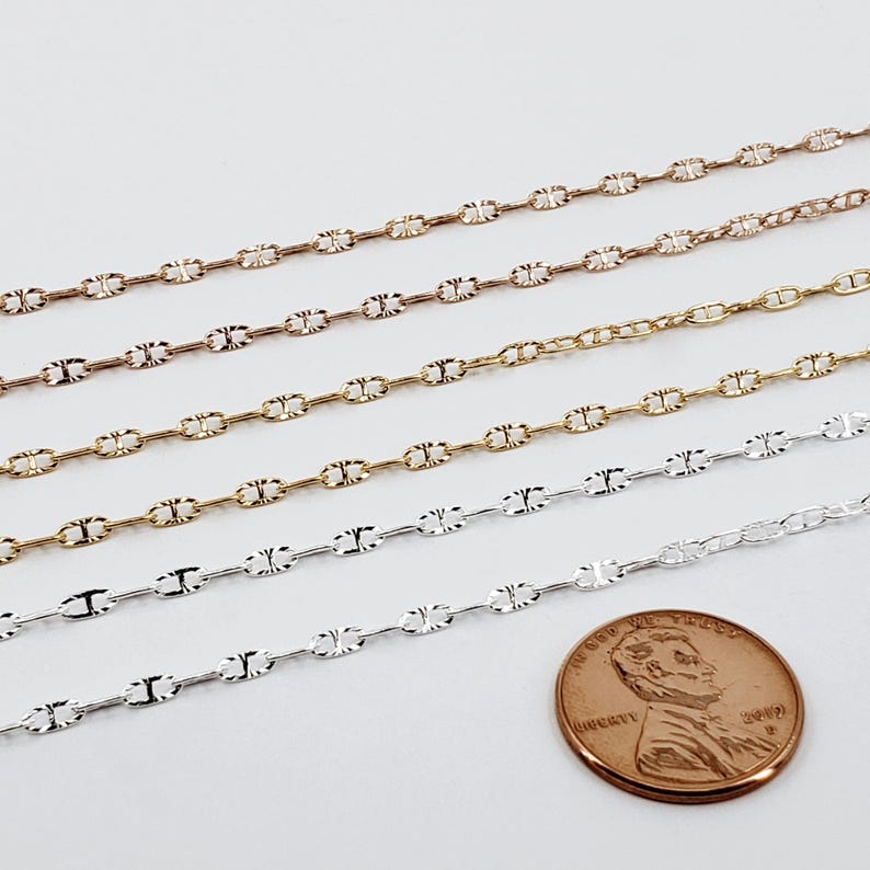 Anchor Mariner Star Burst Chain 2mm X 4.7mm, 14k Gold Filled, Sterling ...