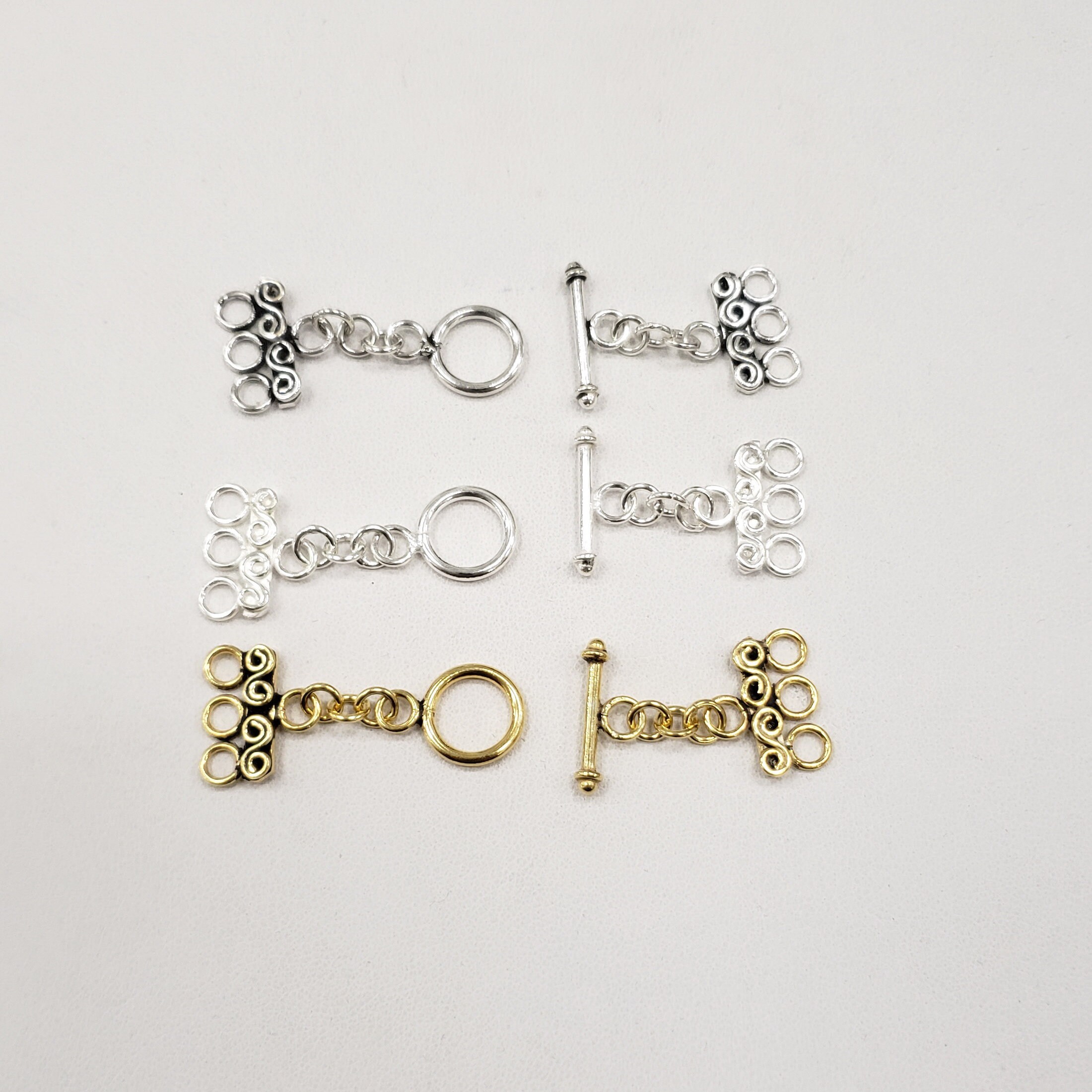 Sterling Silver Toggle Clasp Multi Strand 3 Rows 3 | Etsy