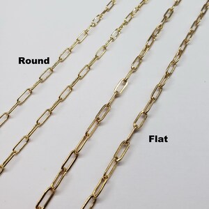 14k Gold Filled Paper Clip Chain, Elongated Rectangle Oval Chain, 3mm X ...
