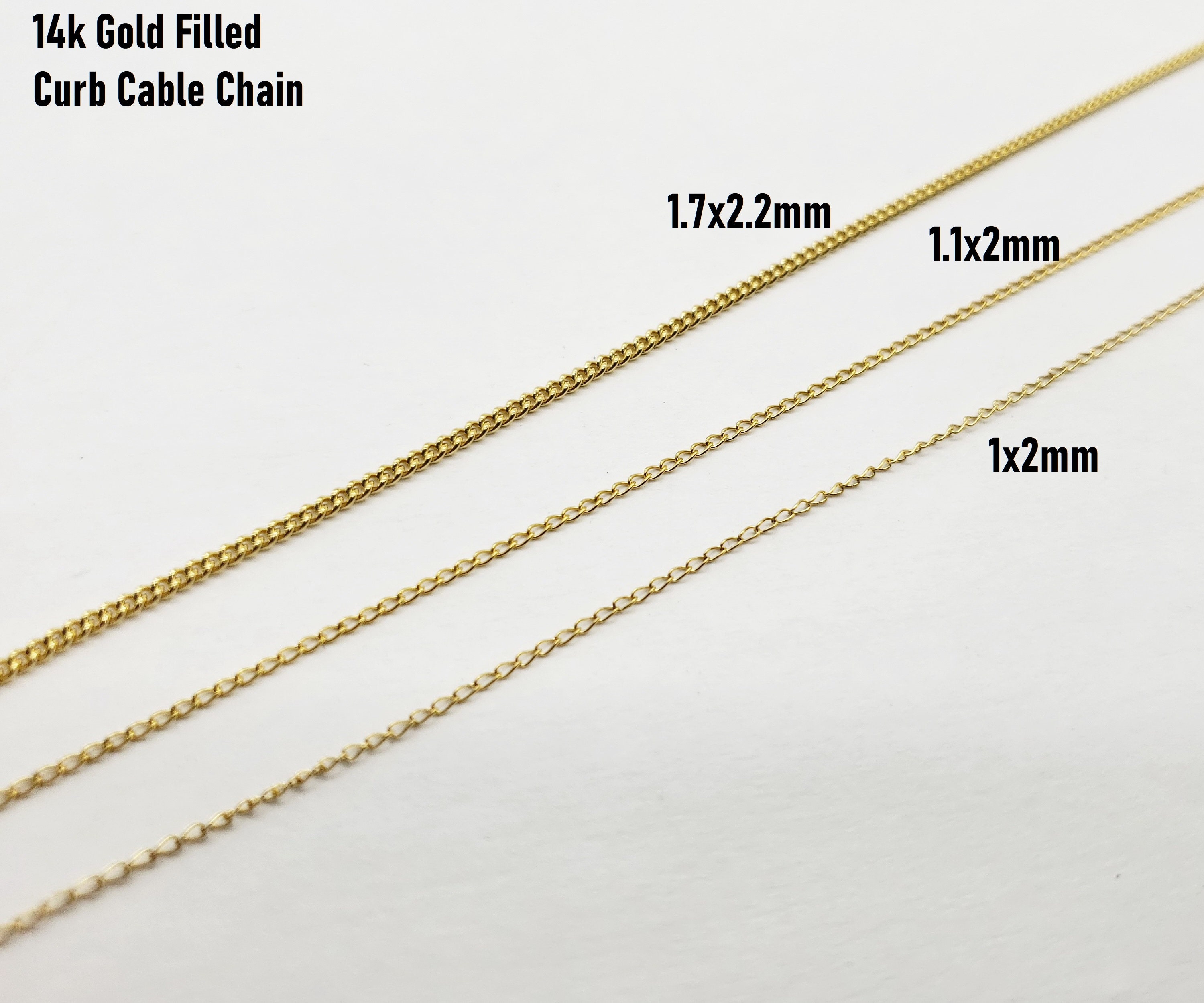 14k Gold Filled Curb Chain 1.7mm X 2.2mm X 1mm 24 Gauge | Etsy