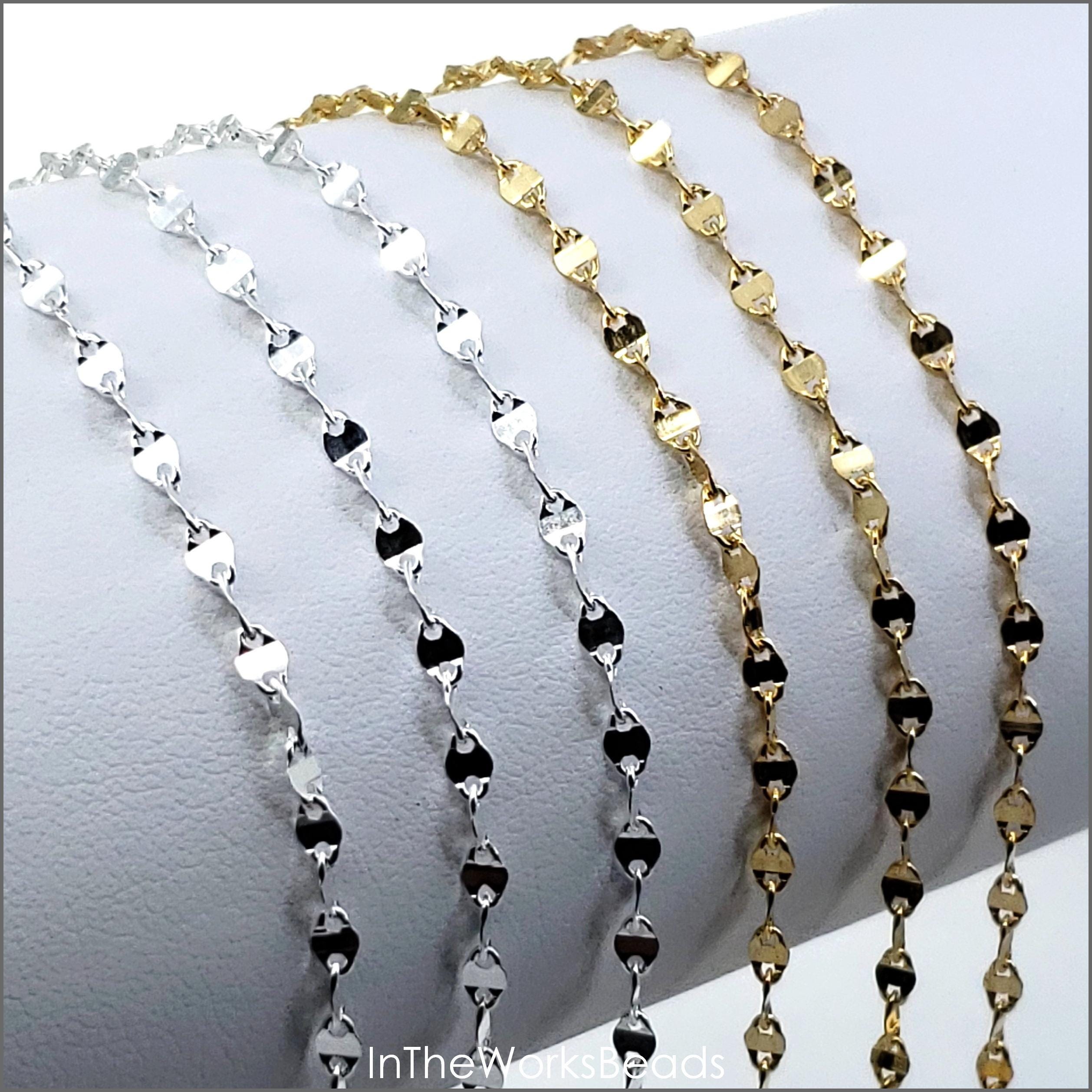Flat Sequin Disc Chain, 2.2mm X 3.8mm, Sterling Silver, 14k Gold Filled ...