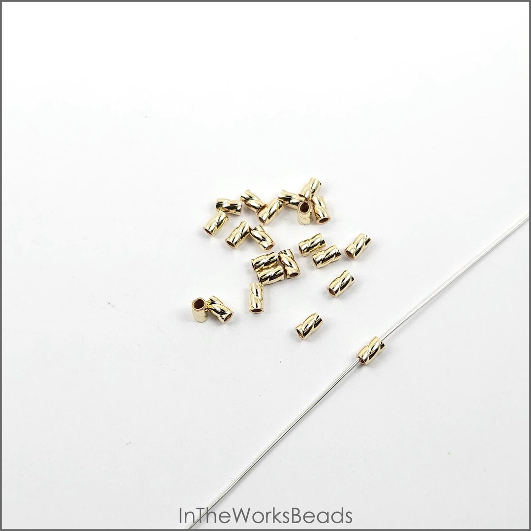 14k Gold Filled Twisted Crimp Beads 2mm X 3mm | 20 Pieces | Bulk ...