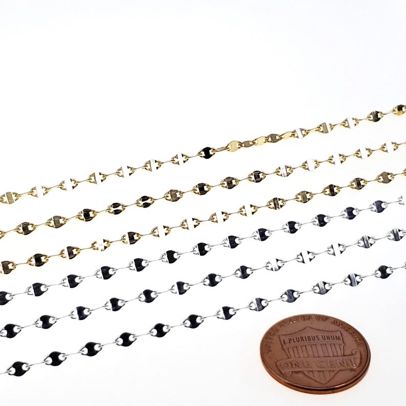 Flat Sequin Disc Chain, 2.2mm X 3.8mm, Sterling Silver, 14k Gold Filled ...