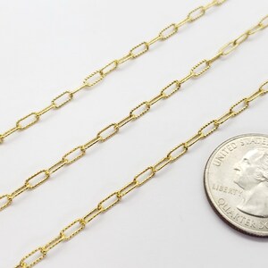 14k Gold Filled Paper Clip Chain, Elongated Rectangle Oval Chain, Line ...