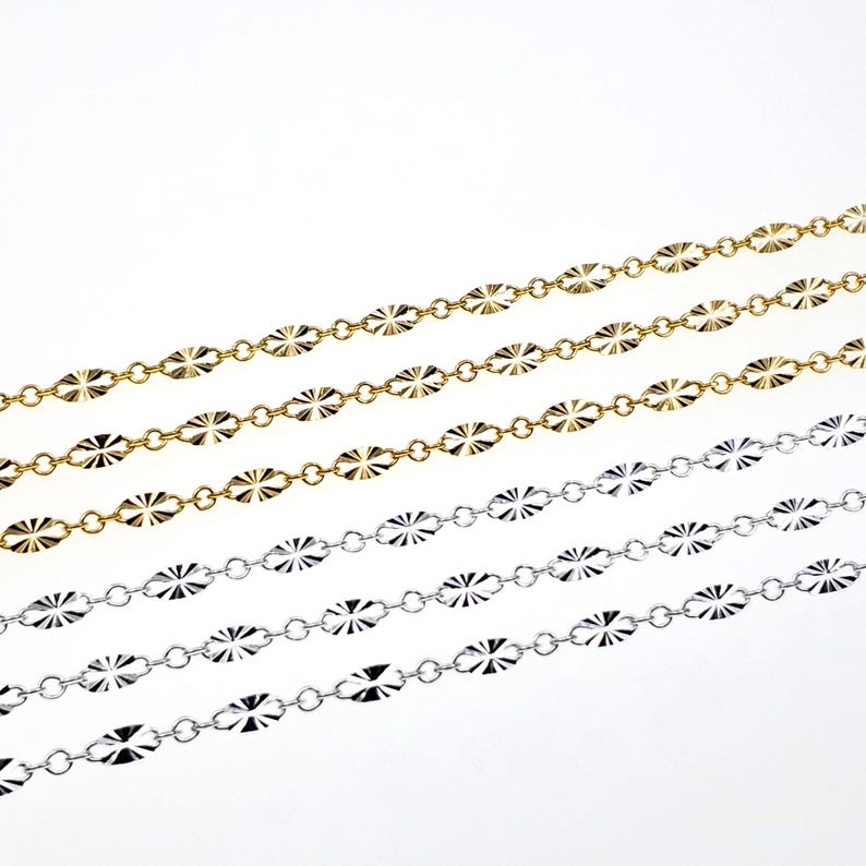 Starburst Flattened Long and Short Chain, 14k Gold Filled, Sterling ...