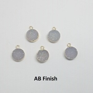 8mm or 10mm Round Druzy Charm or Pendant Gold Plated Agate - Etsy