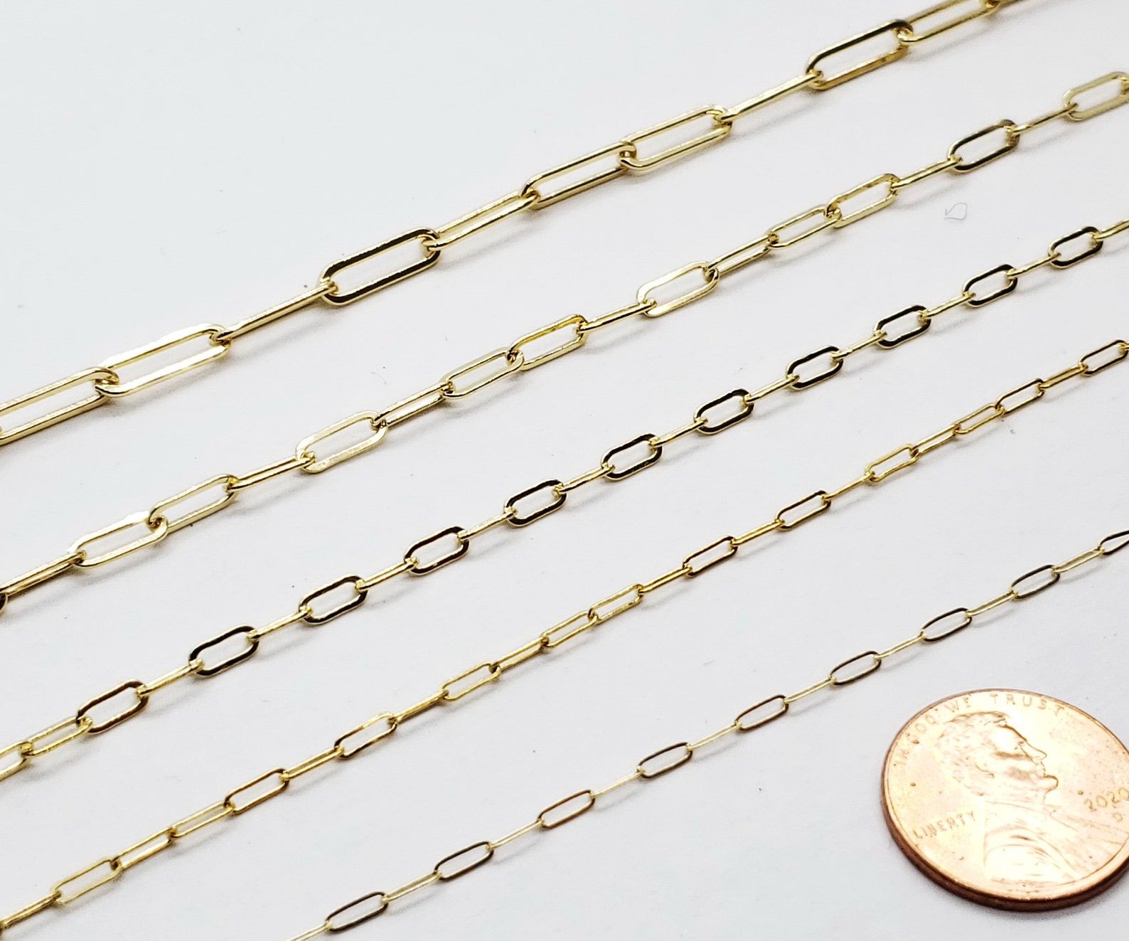 14k Gold Filled Paper Clip Chain Elongated Rectangle Oval - Etsy