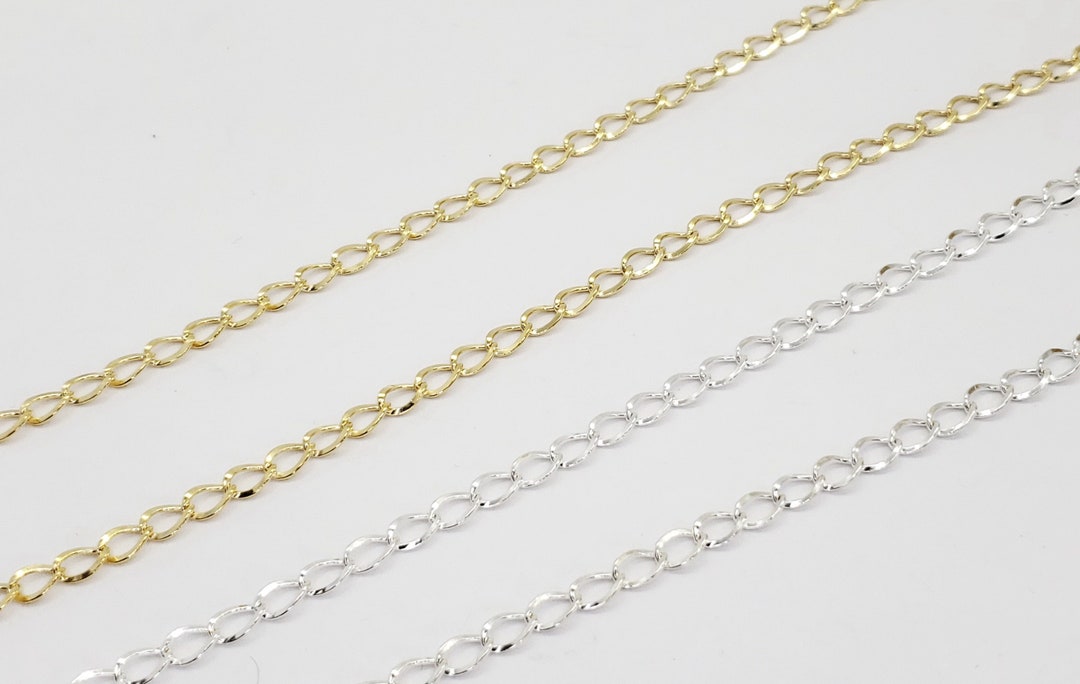 Curb Flat Chain, 4.6mm X 6.9mm, 21 Gauge, 14k Gold Filled, Sterling ...