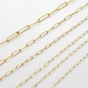 14k Gold Filled Paper Clip Chain, Elongated Rectangle Oval Chain, 5 ...