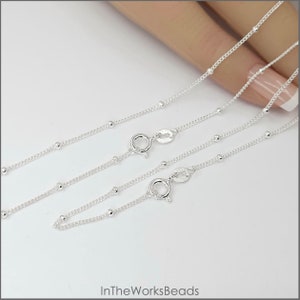 Sterling Silver Satellite Finished Chain, Necklace, 15 Inch, 16 Inch ...