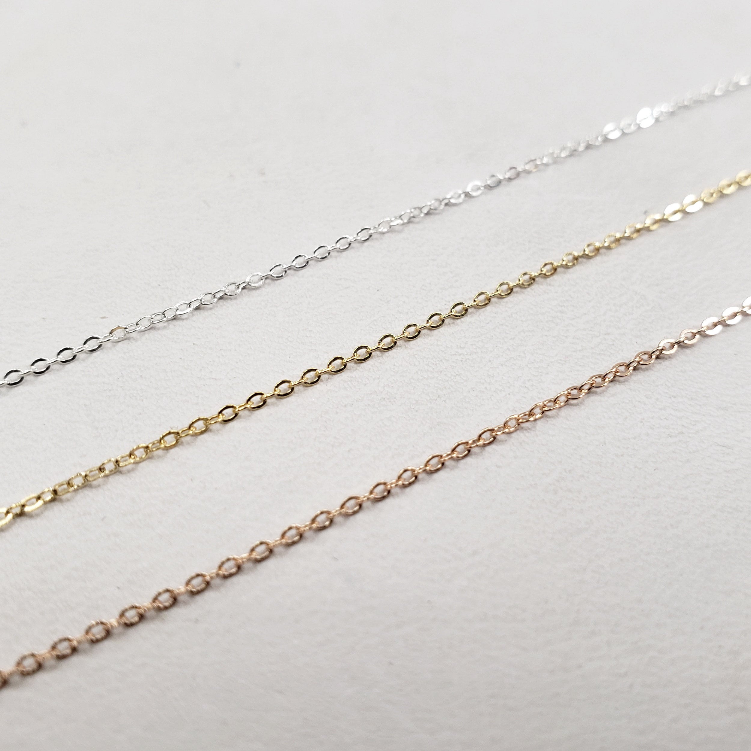 Dainty Flat Cable Chain 1mm X 1.3mm Sterling Silver 14k | Etsy