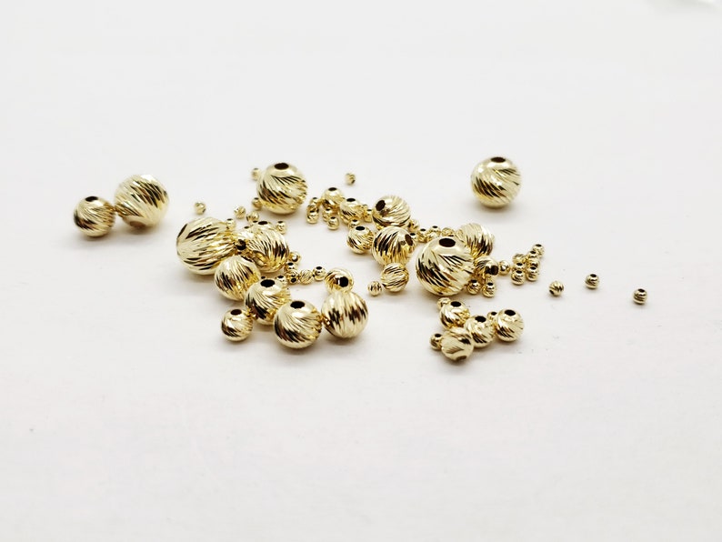 Solid 14K Gold Diamond Cut Round Beads Hollow Beads Various - Etsy