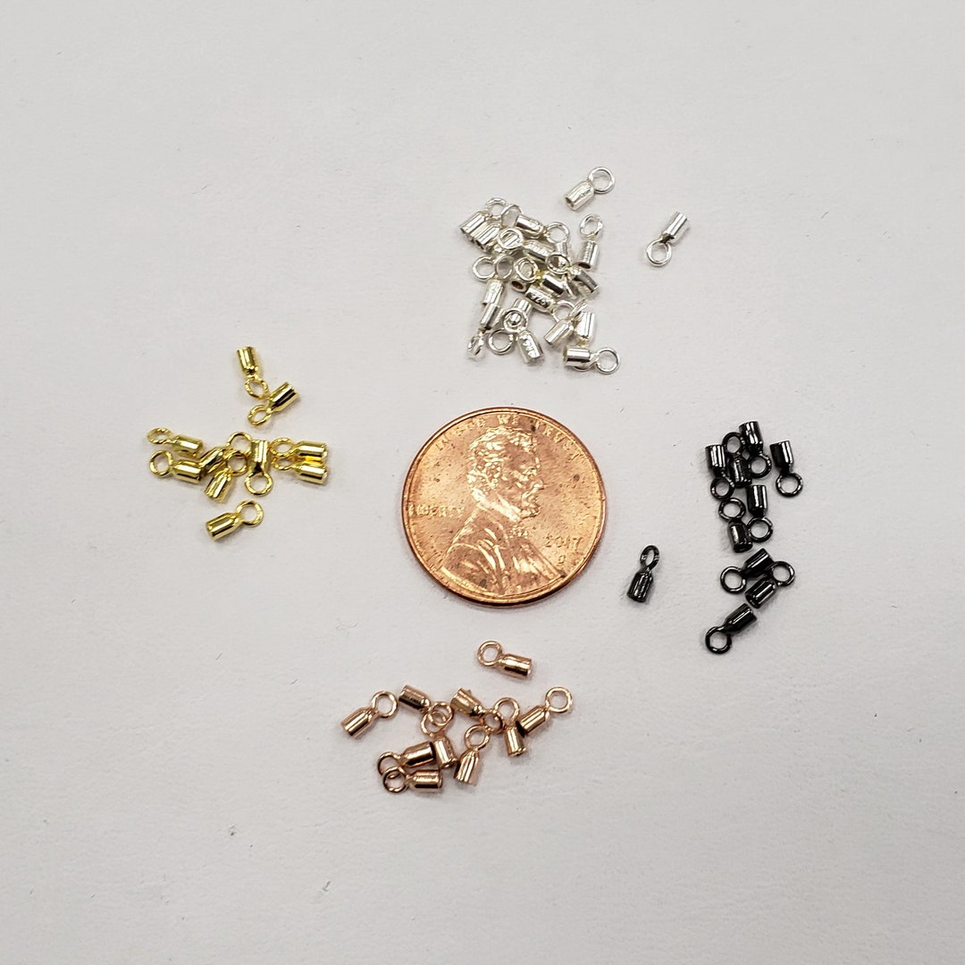 Sterling Silver Crimp Ends, 4 Finishes, 1.2mm Inner Diameter, Sold in ...