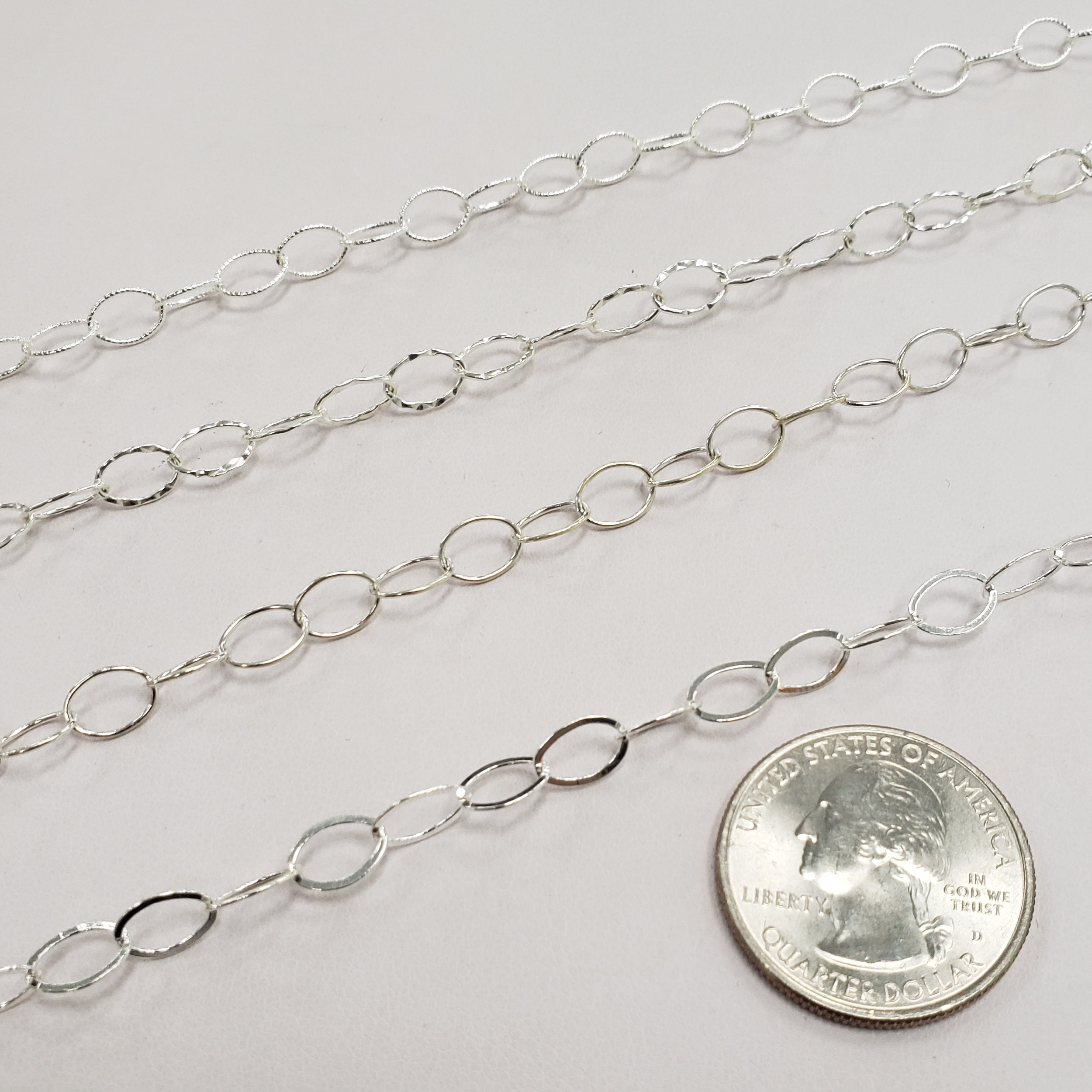 Sterling Silver Oval Cable Chain 8mm X 6mm USA Round Flat - Etsy