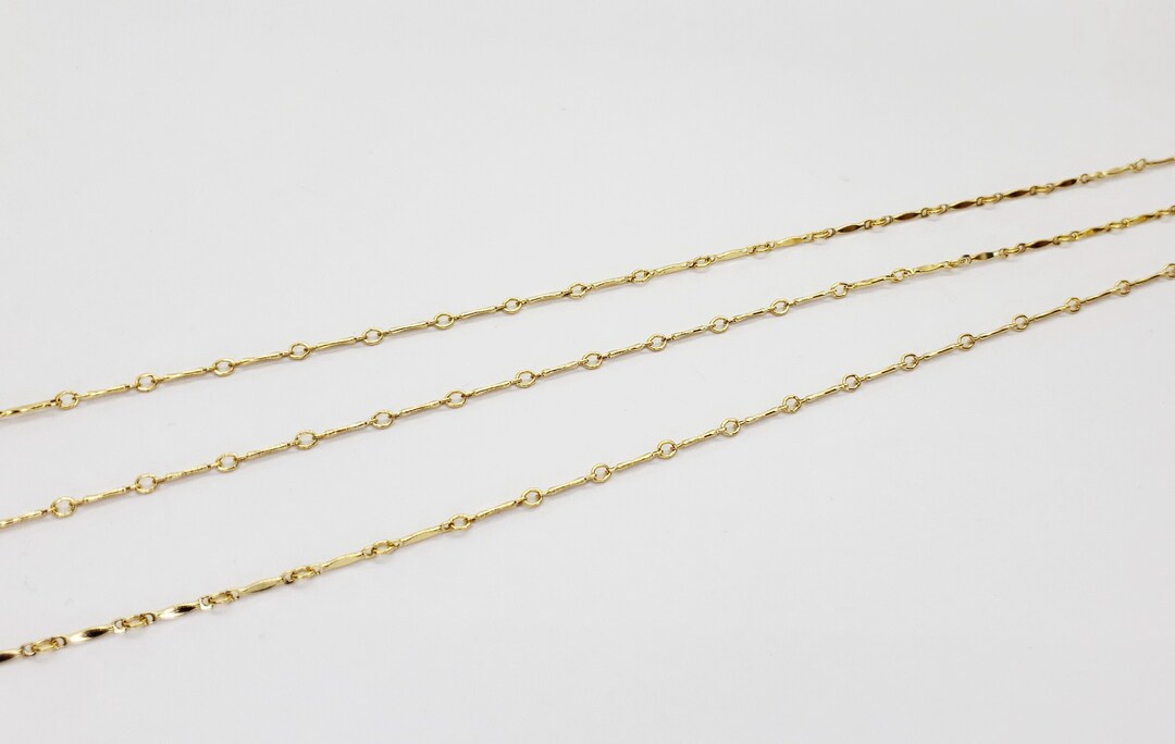14k Gold Filled Dapped Bar Chain, 0.9mm X 8.2mm, Made in the USA, by ...