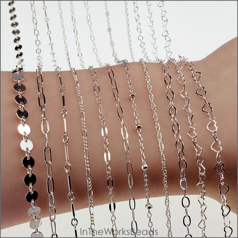 Flat Beaded Chain Silver - Etsy