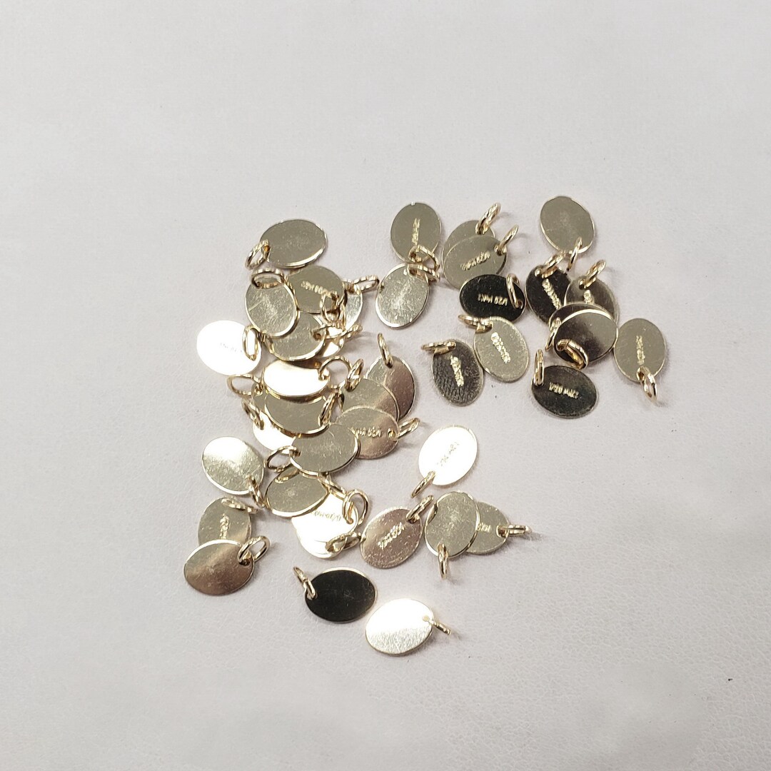 14k Gold Filled Oval Tags, 7mm X 5.5mm, Small Size, Made in USA, Sold ...