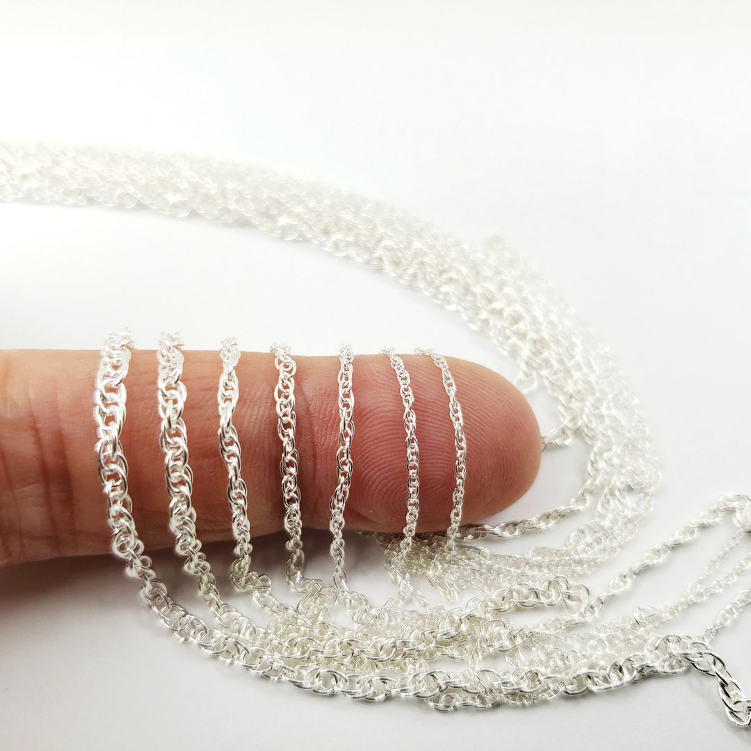 Sterling Silver Rope Chain, 1mm, 1.2mm, 1.4mm, 1.6mm, 1.8mm, 2.3mm, 2 ...