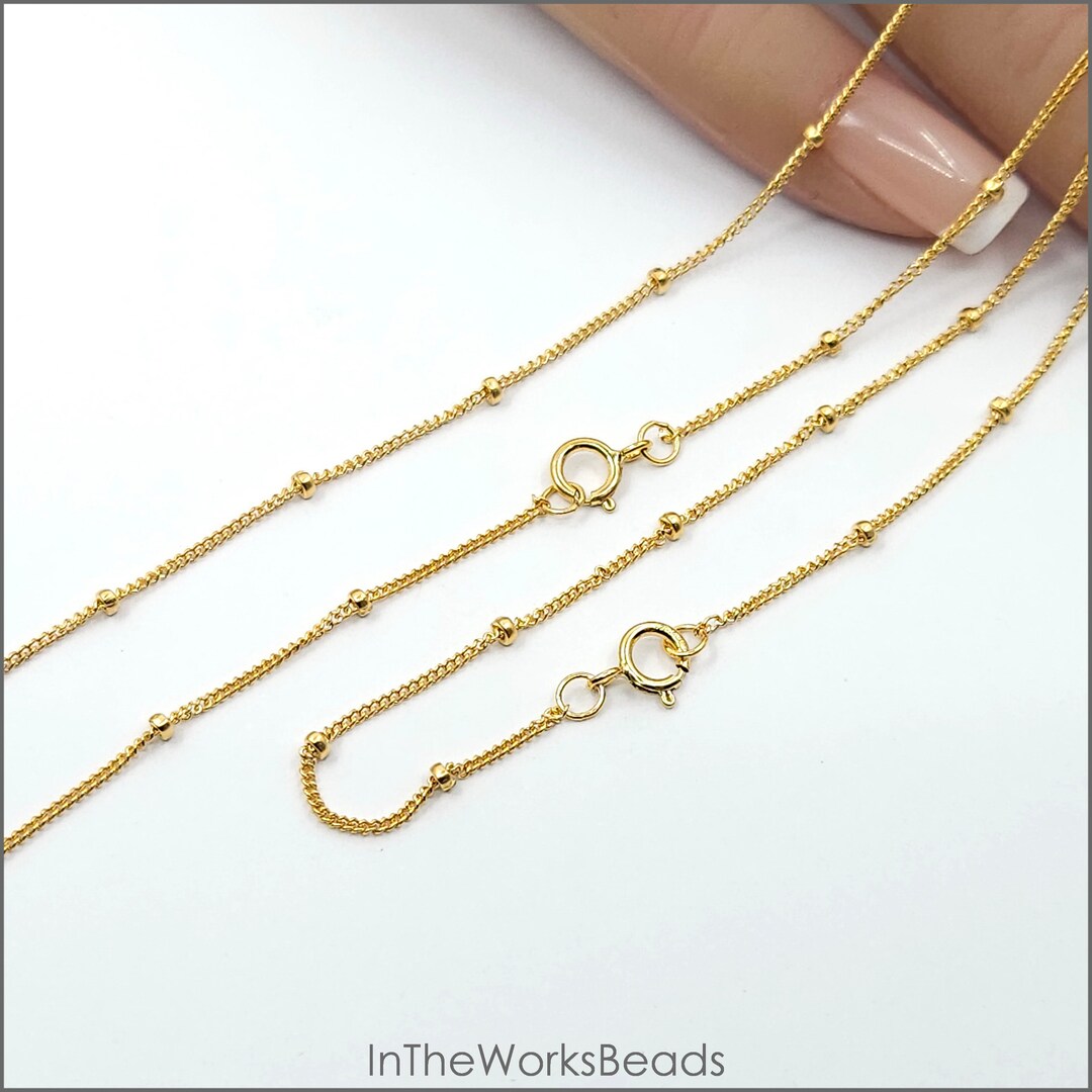 14k Gold Filled 1.9mm Satellite Finished Chain, Necklace, 14 Inch, 15 ...