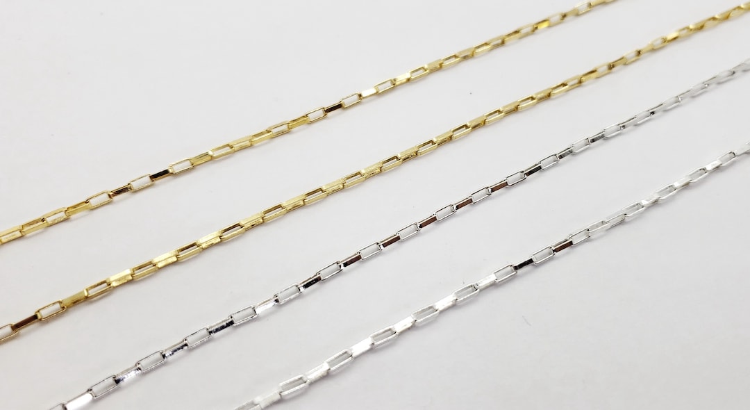 14k Gold Filled Elongated Box Chain, 2mm X 4.3mm, Sterling Silver, Bulk ...