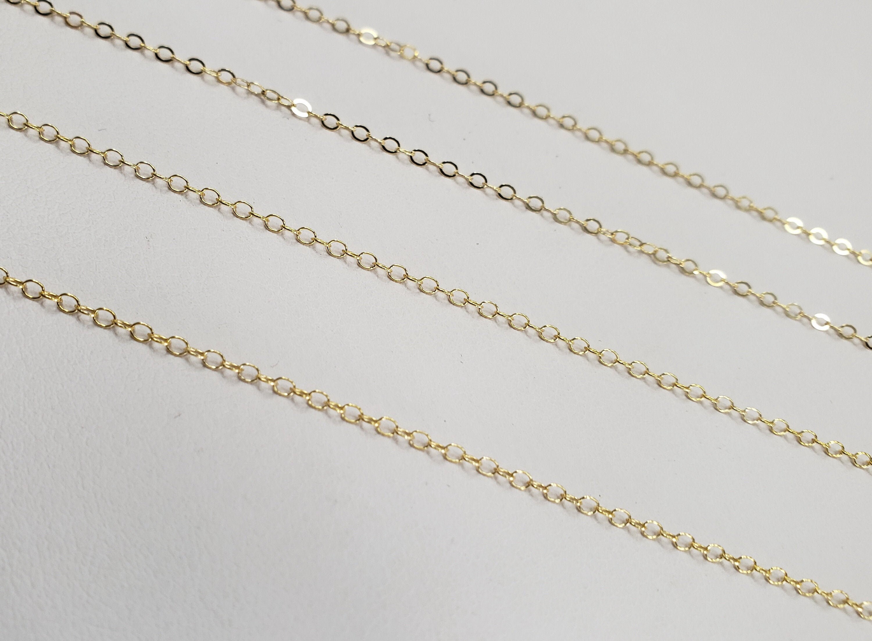 14k Gold Filled Cable Chain 1.3mm Made in the USA Flat or | Etsy