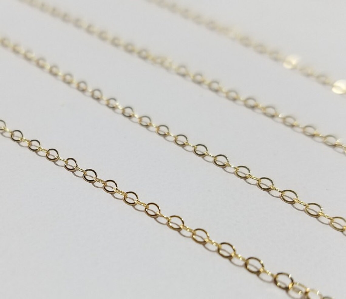 14k Gold Filled Cable Chain 1.3mm Made in the USA Flat or - Etsy