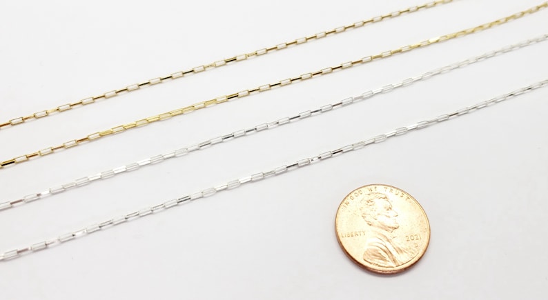 14k Gold Filled Elongated Box Chain, 1.3mm X 3mm, by the Foot, Sterling ...