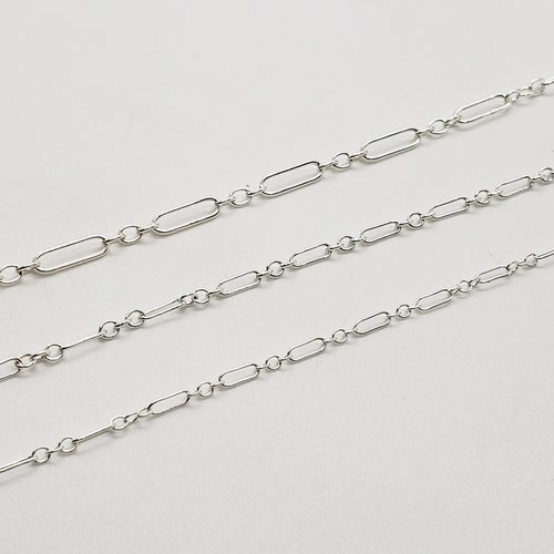 3 Feet Sterling Silver Long and Short Chain by the Foot Any - Etsy