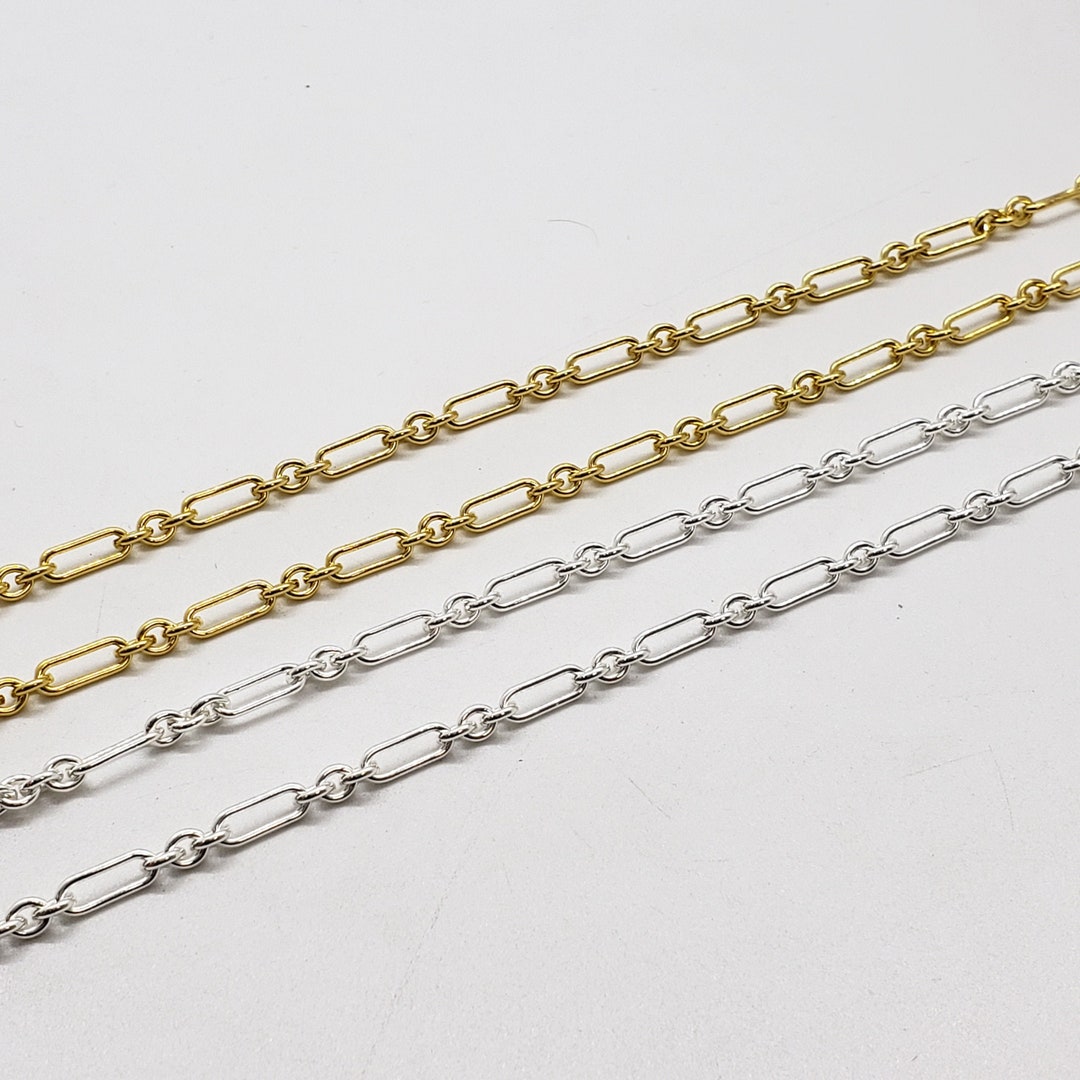 Heavy Long and Short Chain, 10mm X 4mm, Sterling Silver or 14k Gold ...