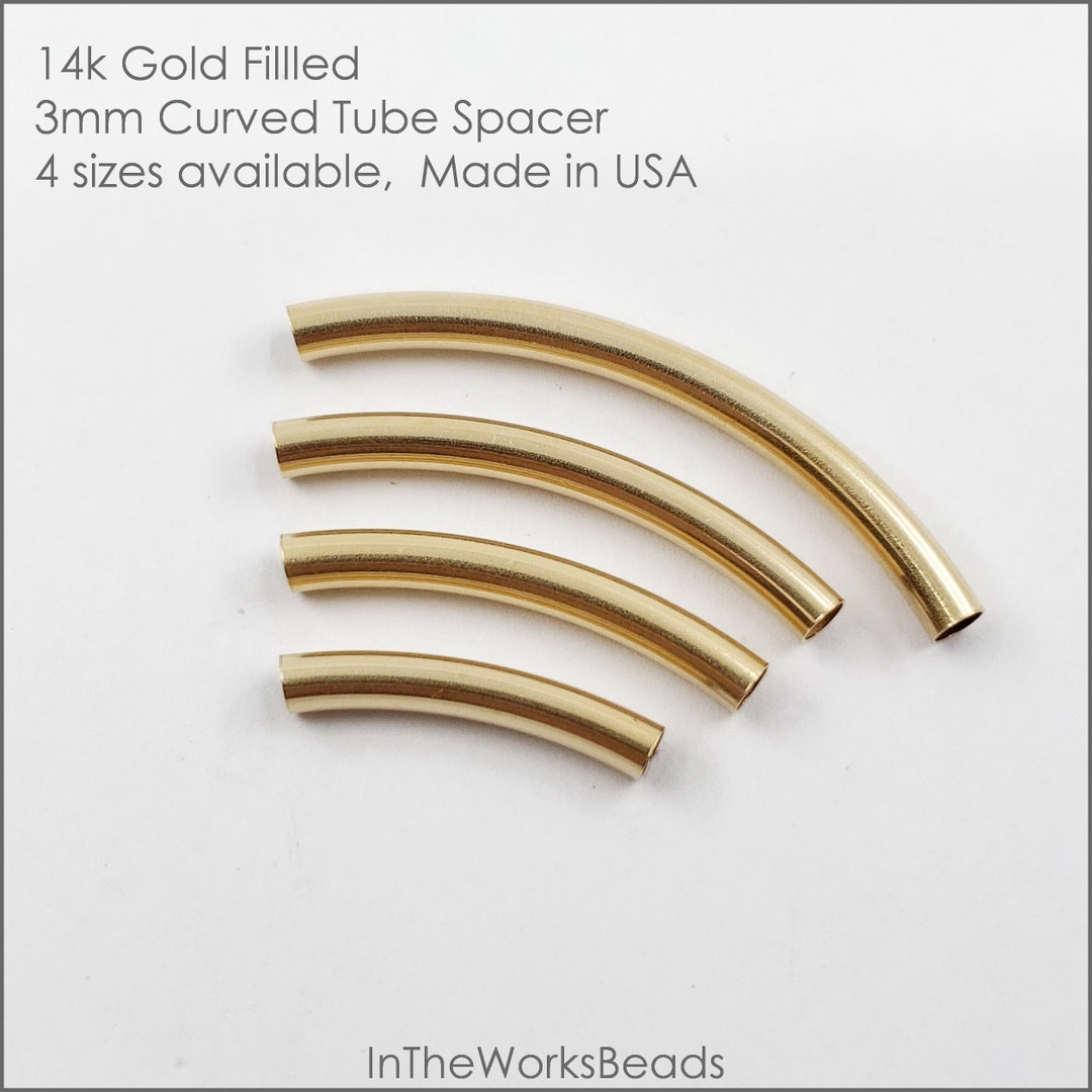 14k Gold Filled Curve Tube Spacer 3mm OD X 20mm, 25mm, 30mm, 38mm | 2 ...