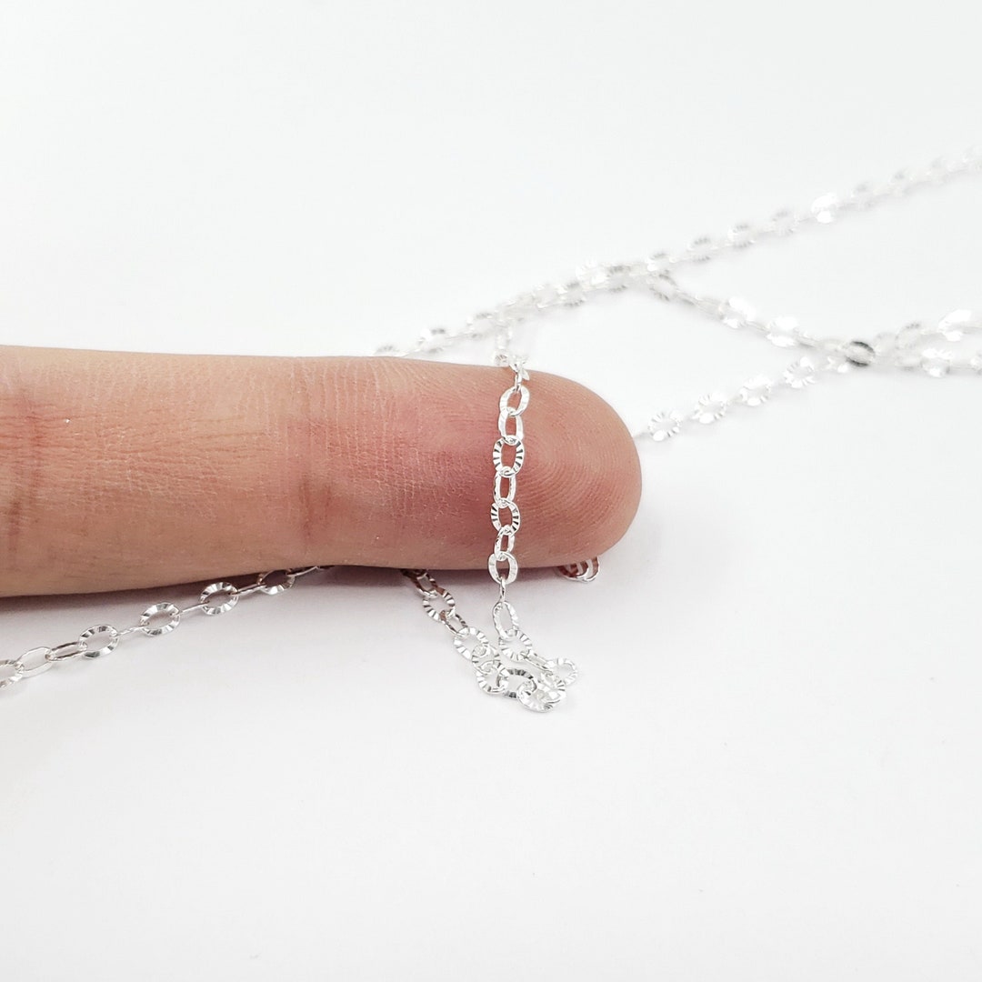 Sterling Silver Diamond Cut Sparkle Chain, 2.4mm X 3.2mm, 24 Gauge ...