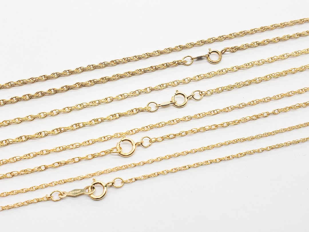12 Pieces - 14k Gold Filled Rope Chain Necklace, 1.1mm to 1.8mm, French ...
