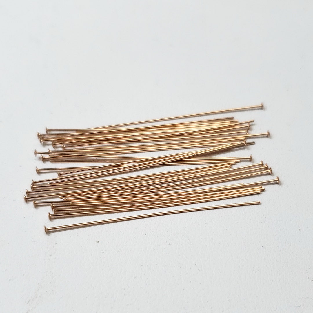 14K Rose Gold Filled Head Pins, 26 Gauge, 1 Inch or 1.5 Inch | Assorted ...