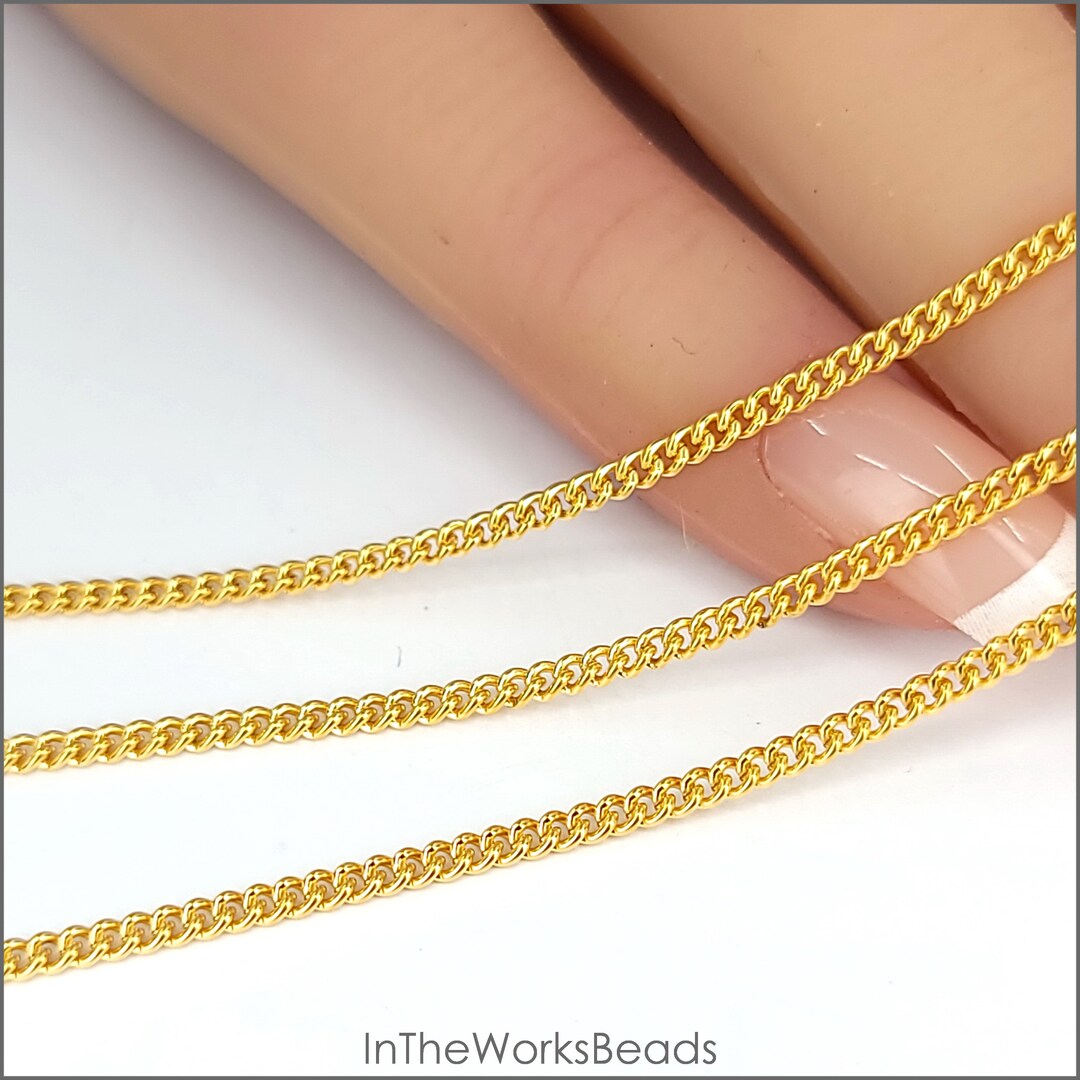 14k Gold Filled Curb Chain, 1.7mm X 2.2mm X 1mm, 24 Gauge, Made in the ...