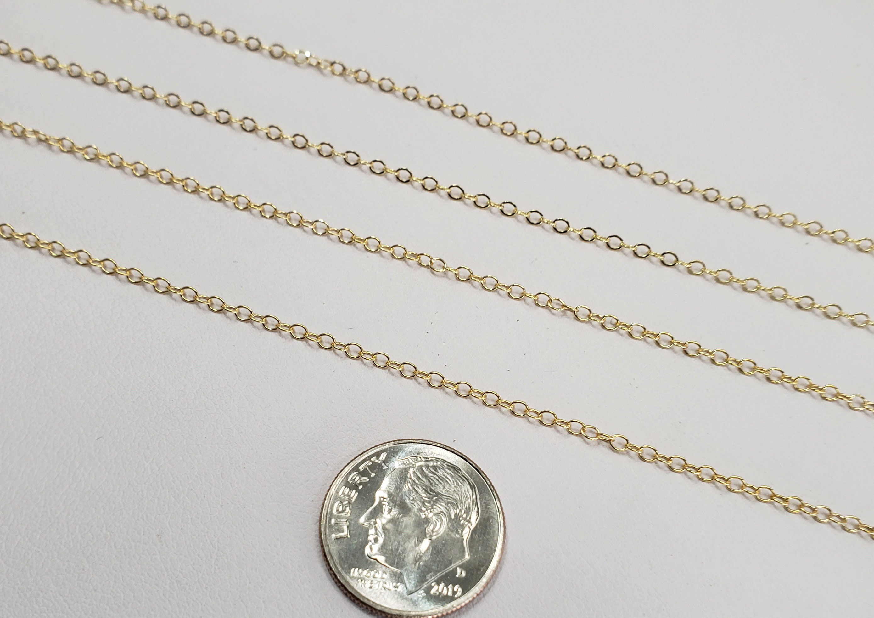 14k Gold Filled Cable Chain 1.3mm Made in the USA Flat or | Etsy