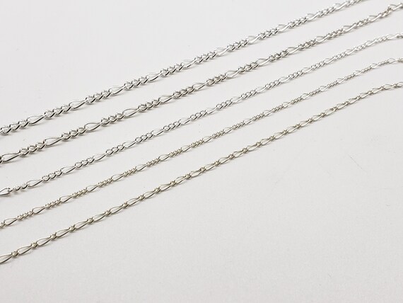 Sterling Silver Figaro Curb Chain 5 Sizes 1.5mm to 2.6mm | Etsy