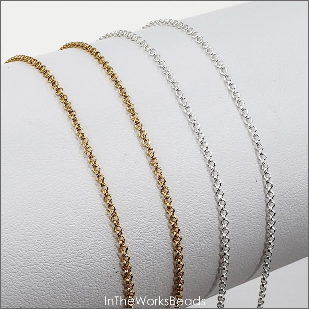 1.5mm Double Cable Chain, Sterling Silver, 14k Gold Filled, Italy, Foot ...