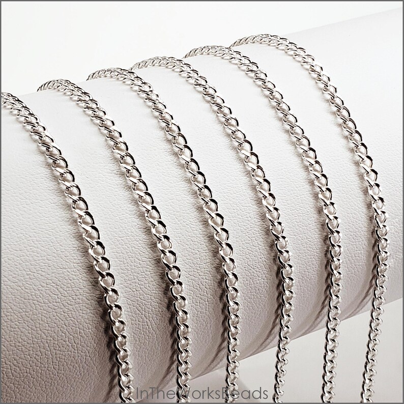 Flat Curb Chain, 3mm X 4mm, 21 Gauge, 14k Gold Filled, Sterling Silver ...