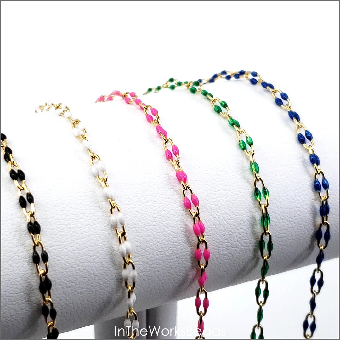 14k Gold Filled Paper Clip Chain With Enamel, 5 Colors, Made in Italy ...
