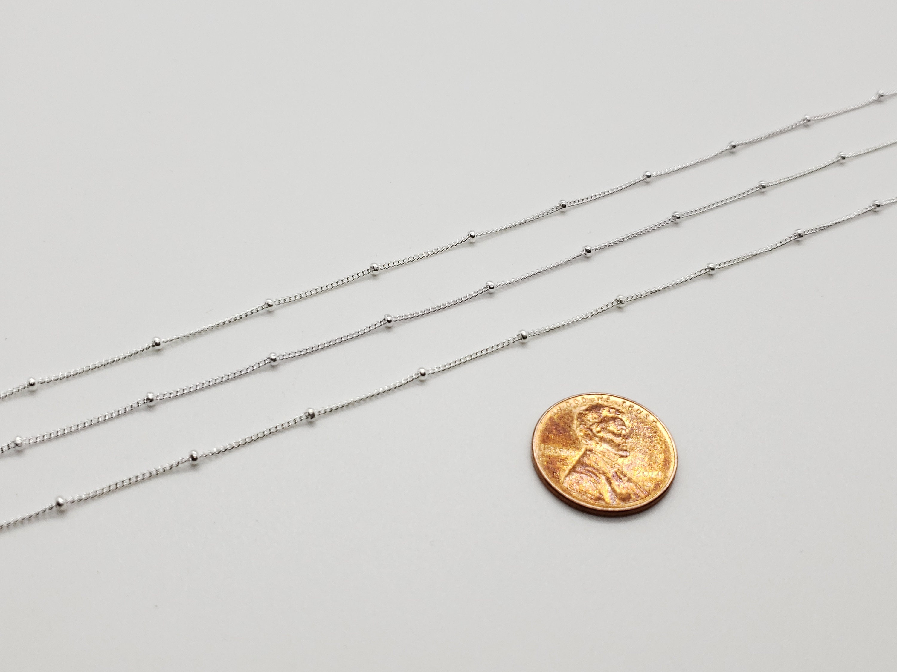 Sterling Silver Satellite Chain 3 Styles Cable or Curb | Etsy