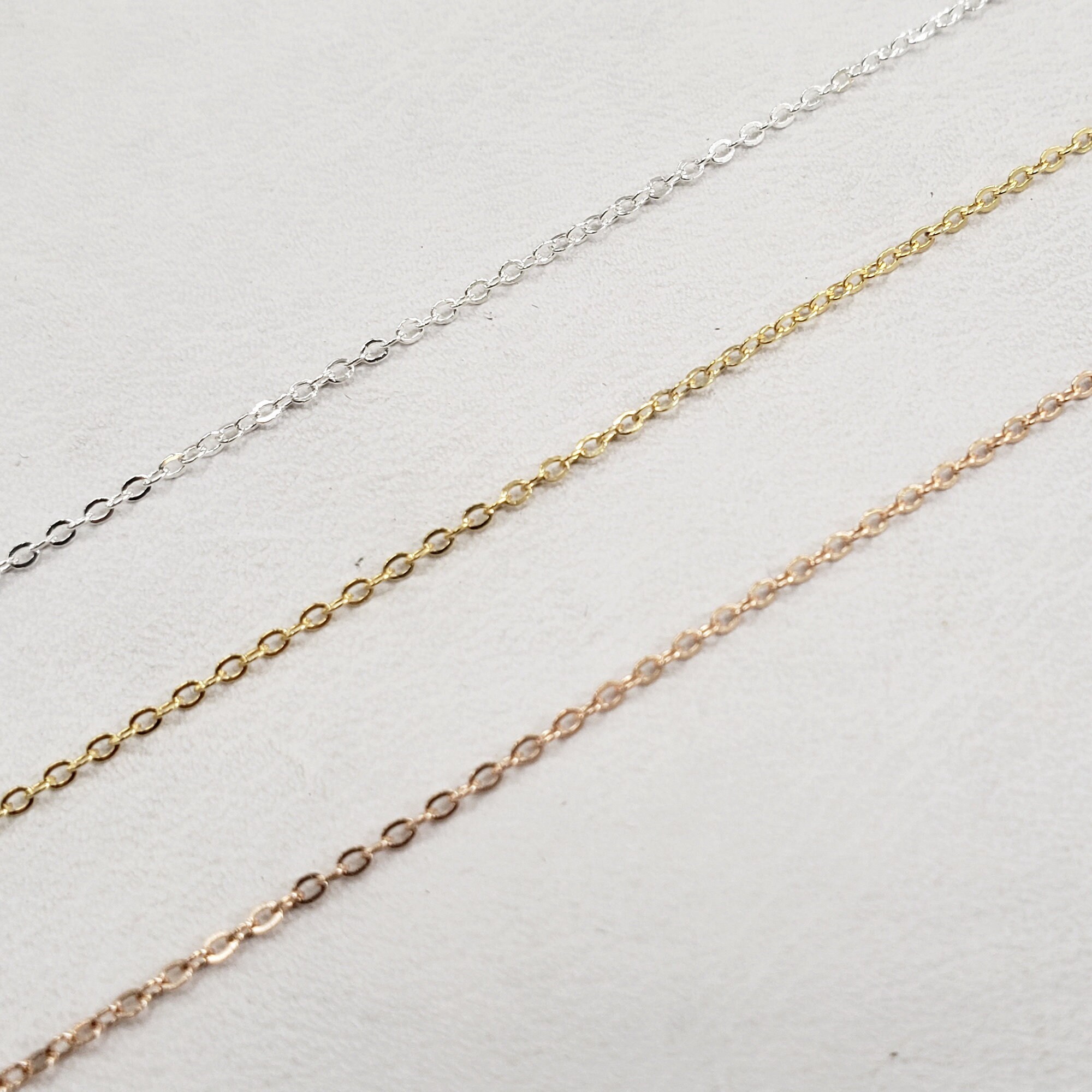 Dainty Flat Cable Chain 1mm X 1.3mm Sterling Silver 14k | Etsy