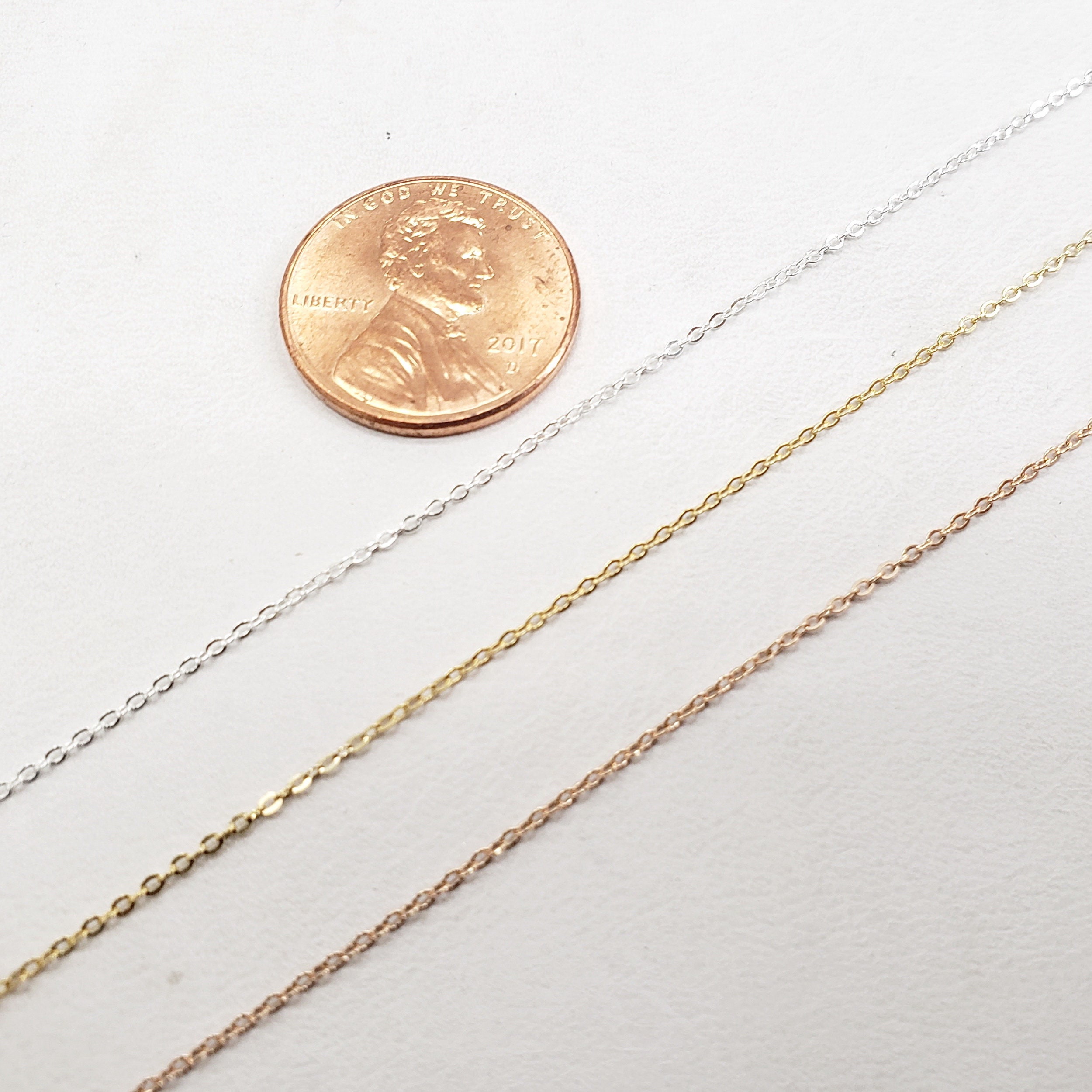 Dainty Flat Cable Chain 1mm X 1.3mm Sterling Silver 14k | Etsy