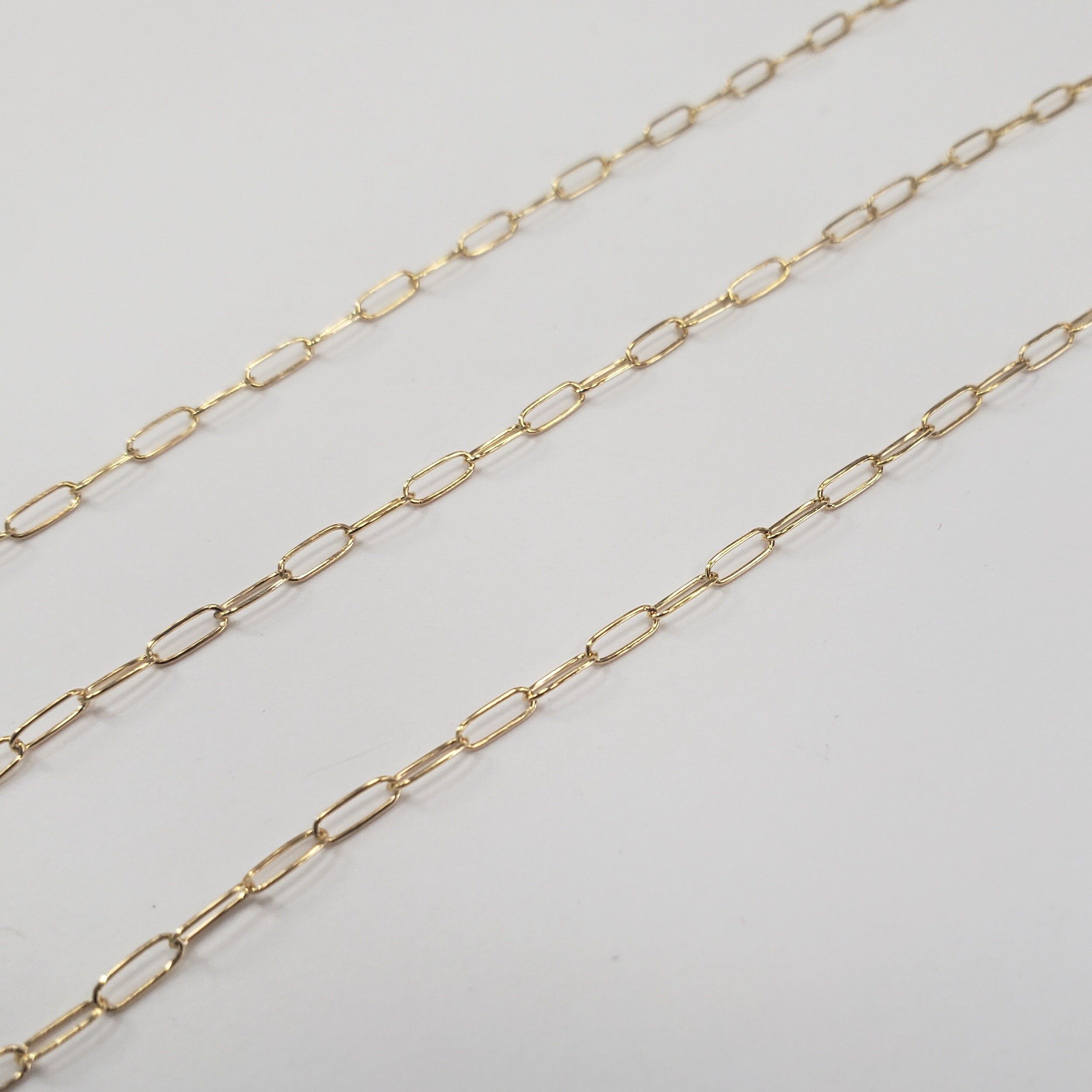 14k Gold Filled Paper Clip Chain Elongated Rectangle Oval | Etsy